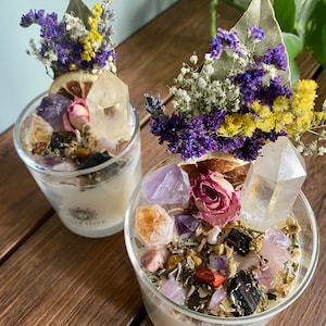 Self Love Intention Candle With Crystals, Herbs & Flowers- Black ...