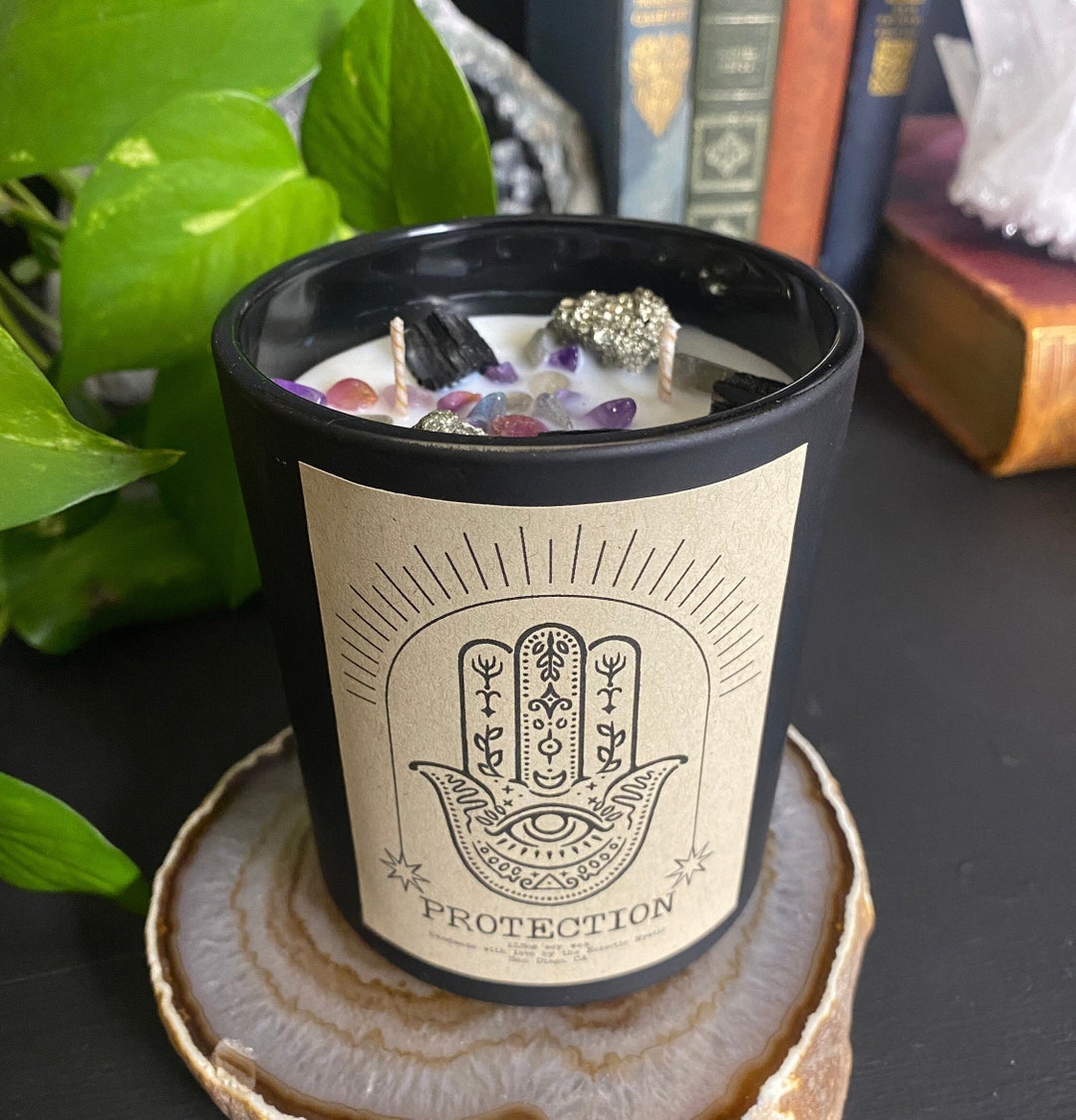 Protection Crystal Candle, Spiritual Protection for Home, Crystal ...