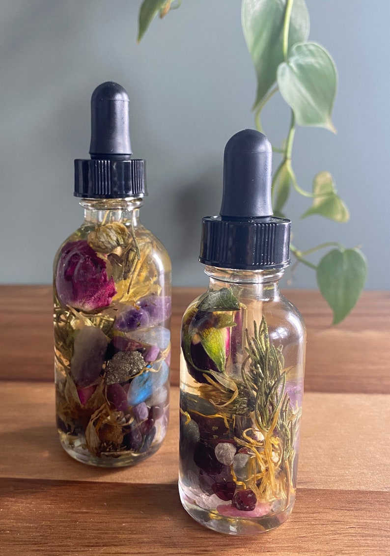 Protection Botanical & Crystal Infused Oil Energy Protection - Etsy