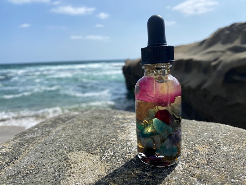 Intention Oil, Manifesting Ritual Oil, Spiritual Gift, Crystal, Flower ...