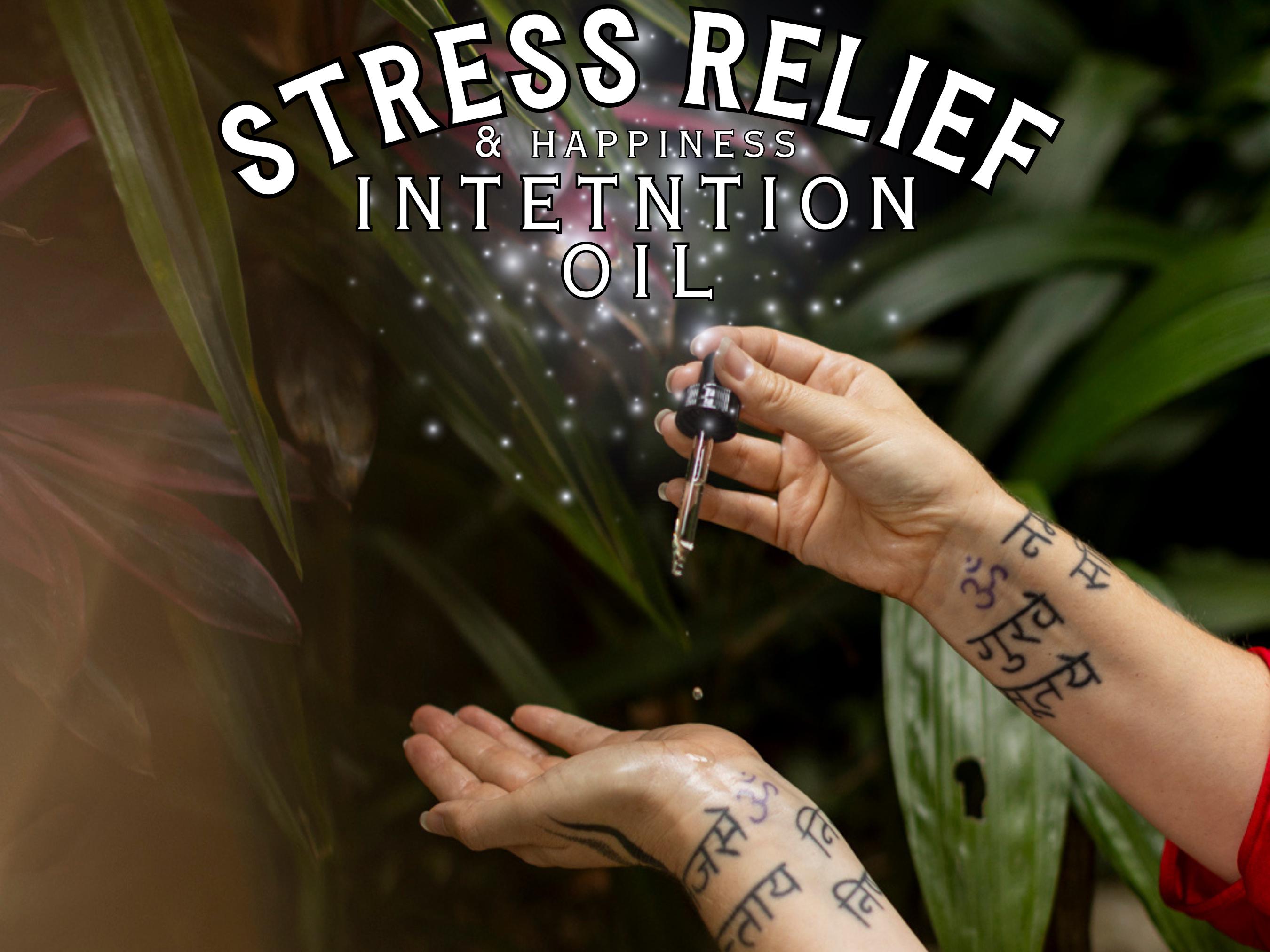 Stress Relief & Happiness Oil, Relaxing Crystal Flower and Herb Infused ...