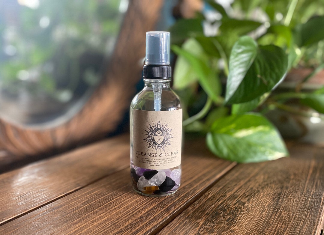 Cleanse & Clear Smudge Spray• Crystal Infused High Vibe Room Spray ...