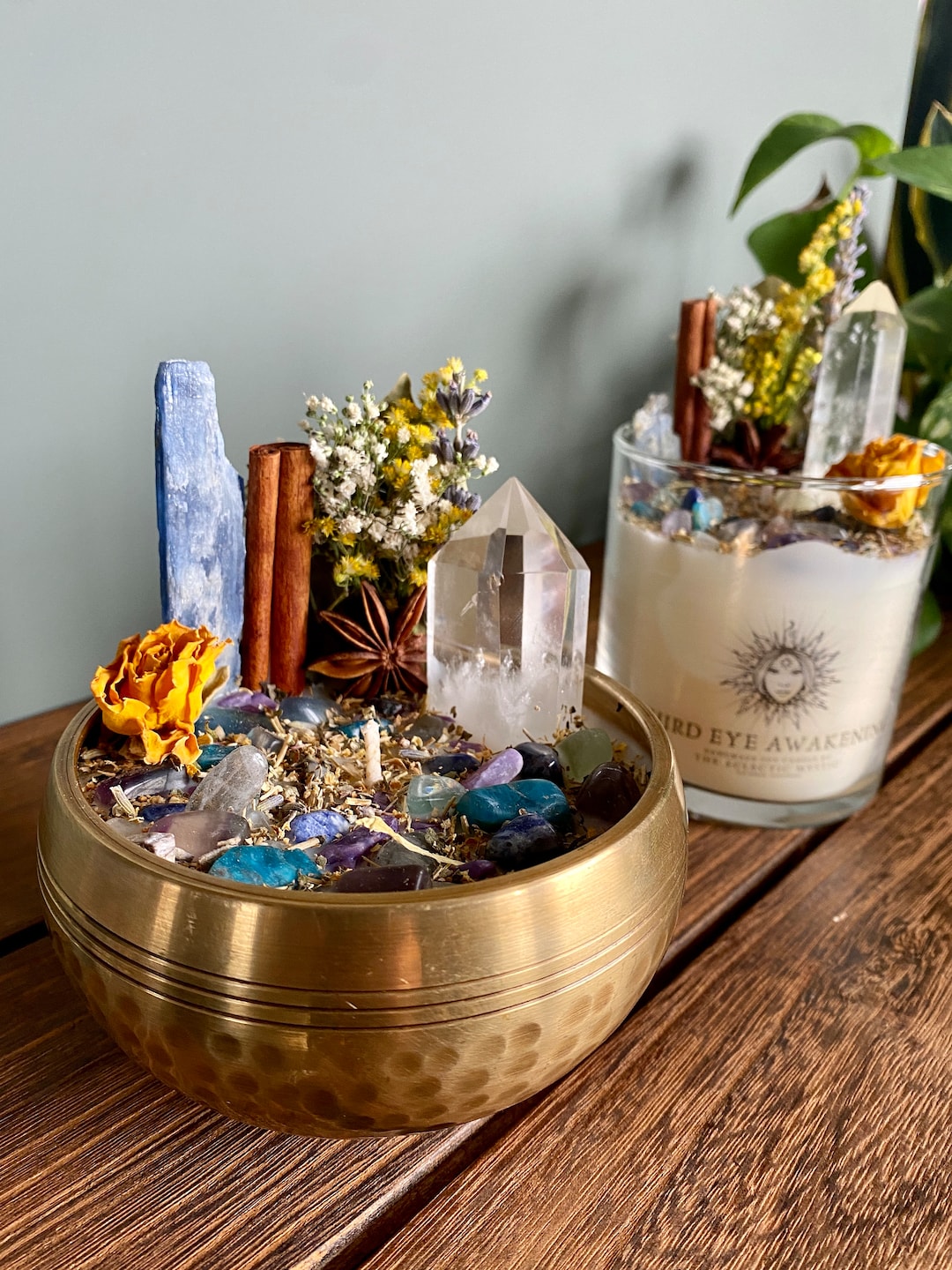 Third Eye Awakening Intention Candle With Crystals Herbs & Flowers- Bay ...