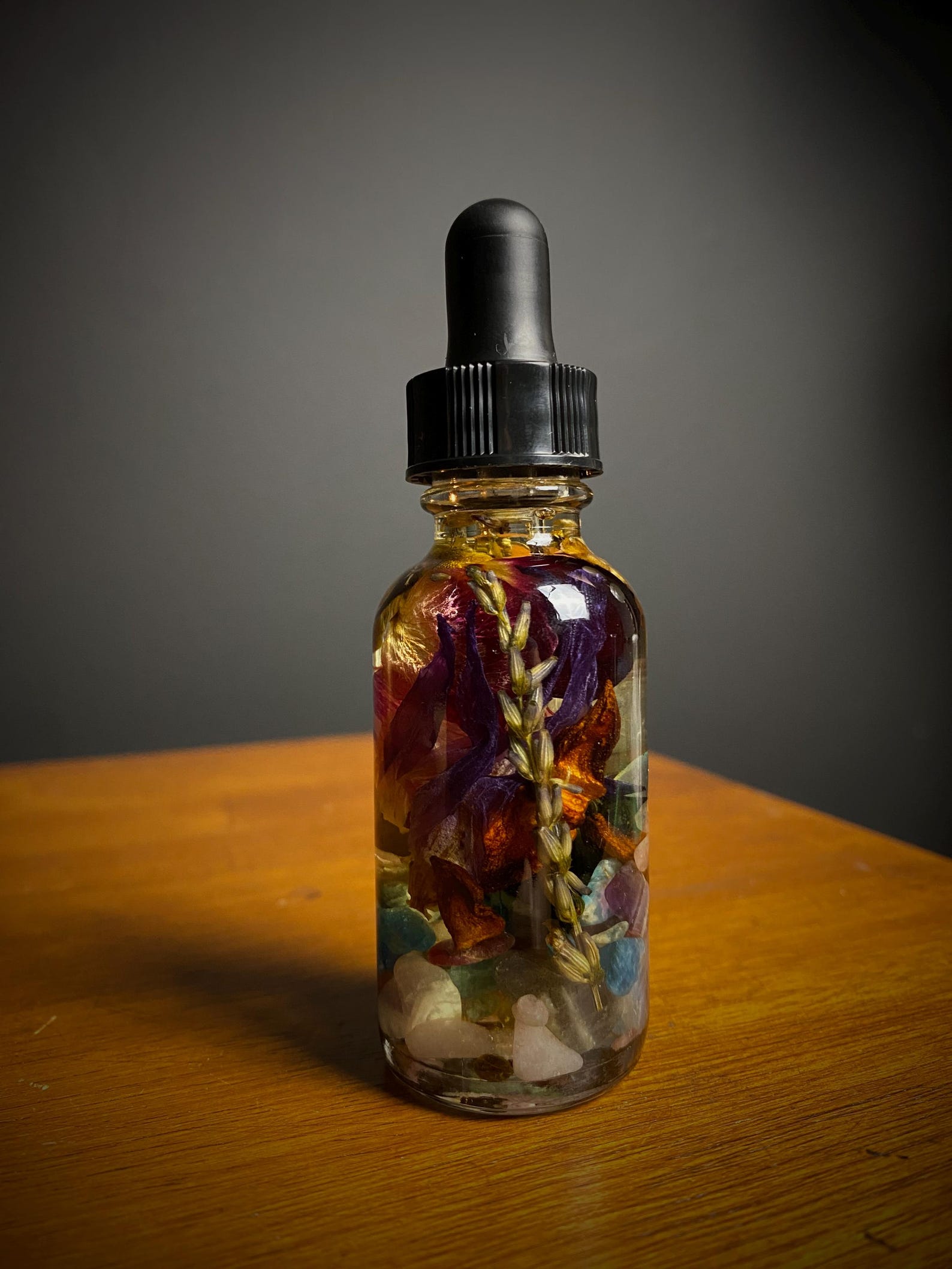 Stress Relief & Happiness Oil, Relaxing Crystal Flower and Herb Infused ...