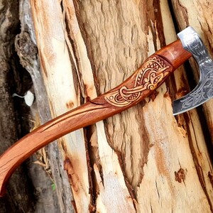 Handmade Viking Axe, Carbon Steel Hatched Axe, Hunting Axe, Tomahawk ...