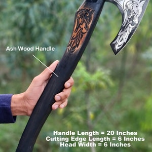 Handmade Viking Axe, Carbon Steel Hatched Axe, Hunting Axe, Tomahawk ...