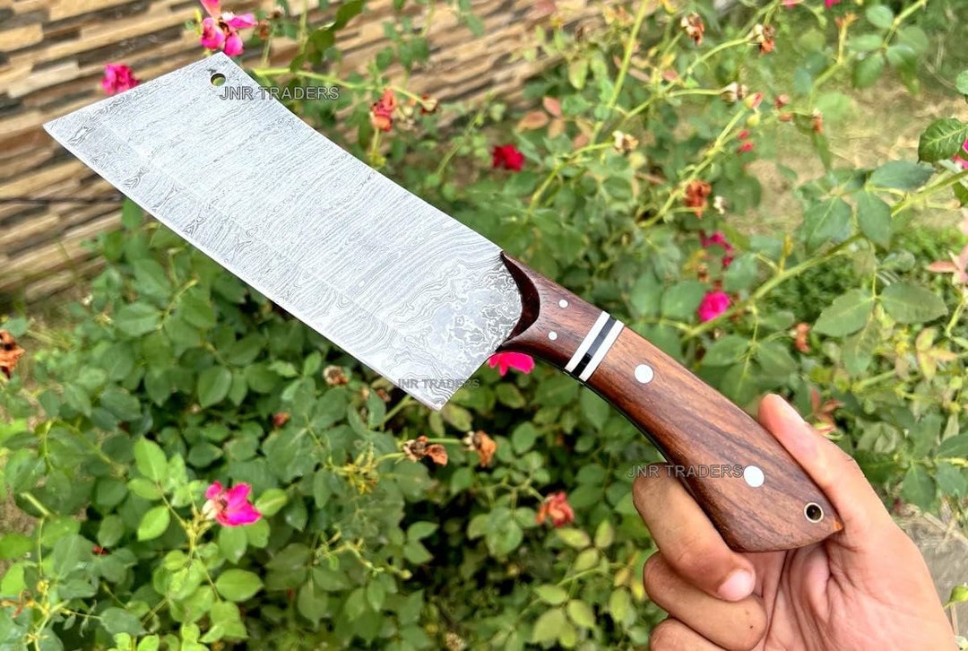 Handmade Cleaver Knife With Sheath, Damascus Heavy Duty Meat Cleaver ...