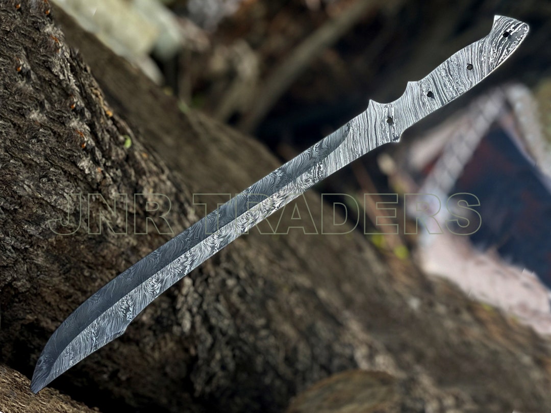 Handmade Damascus Steel Machete Blank Blade Diy 24 Inches Full Tang ...