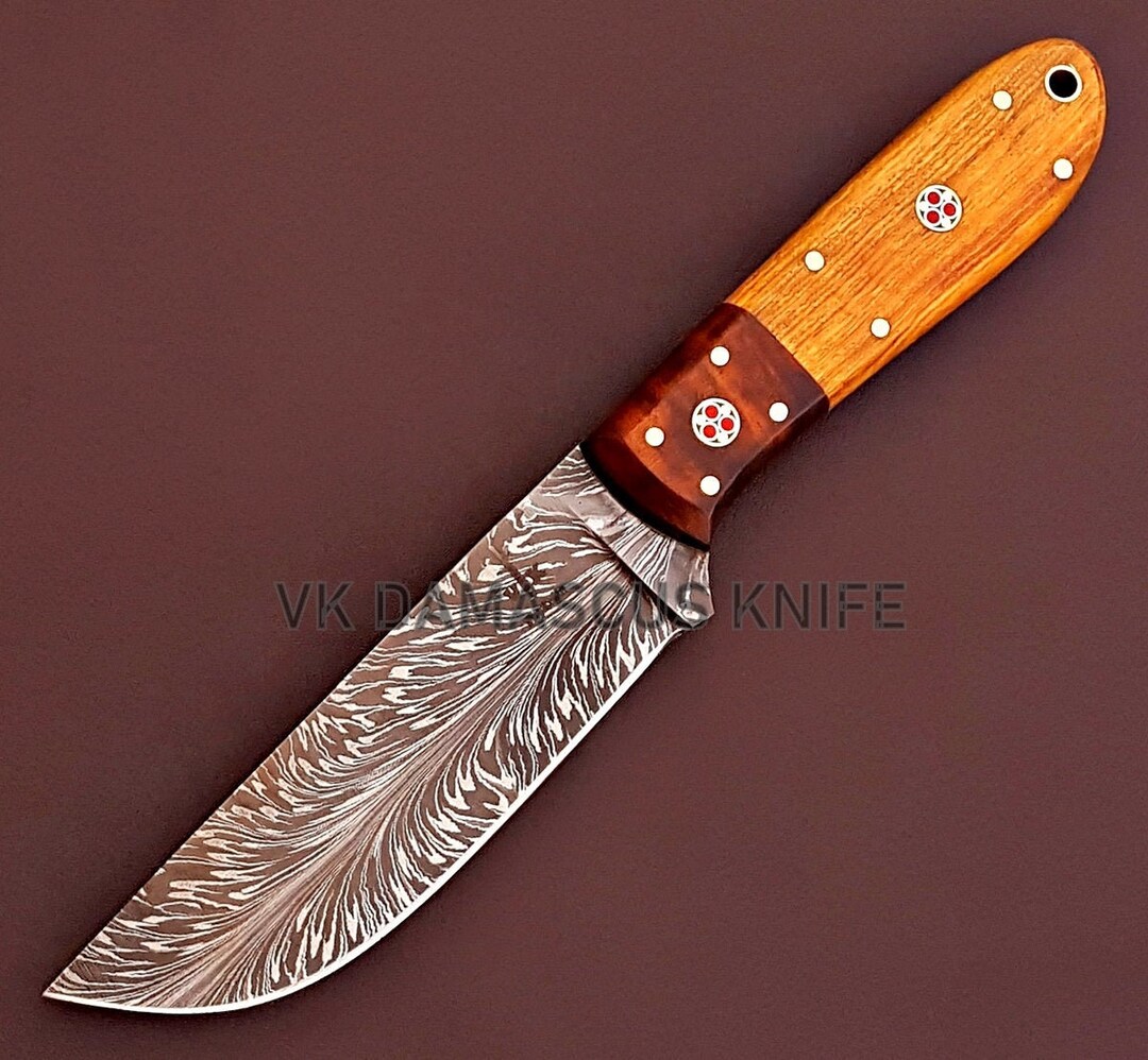 Vk6027 Handmade Damascus Steel Feather Pattern Hunting Skinner - Etsy