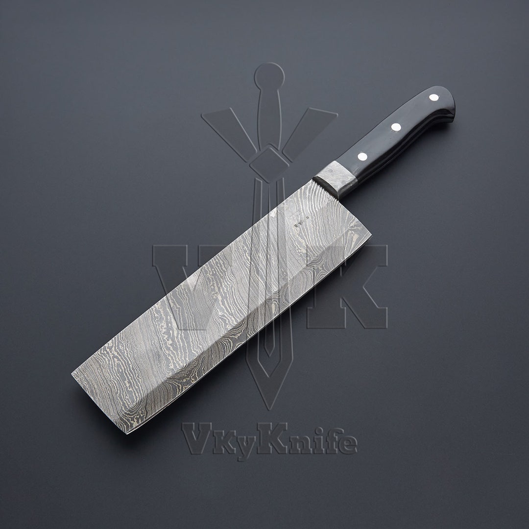Handmade Cleaver, Damascus Chef Knife With Sheath, Kitchen Knife ...