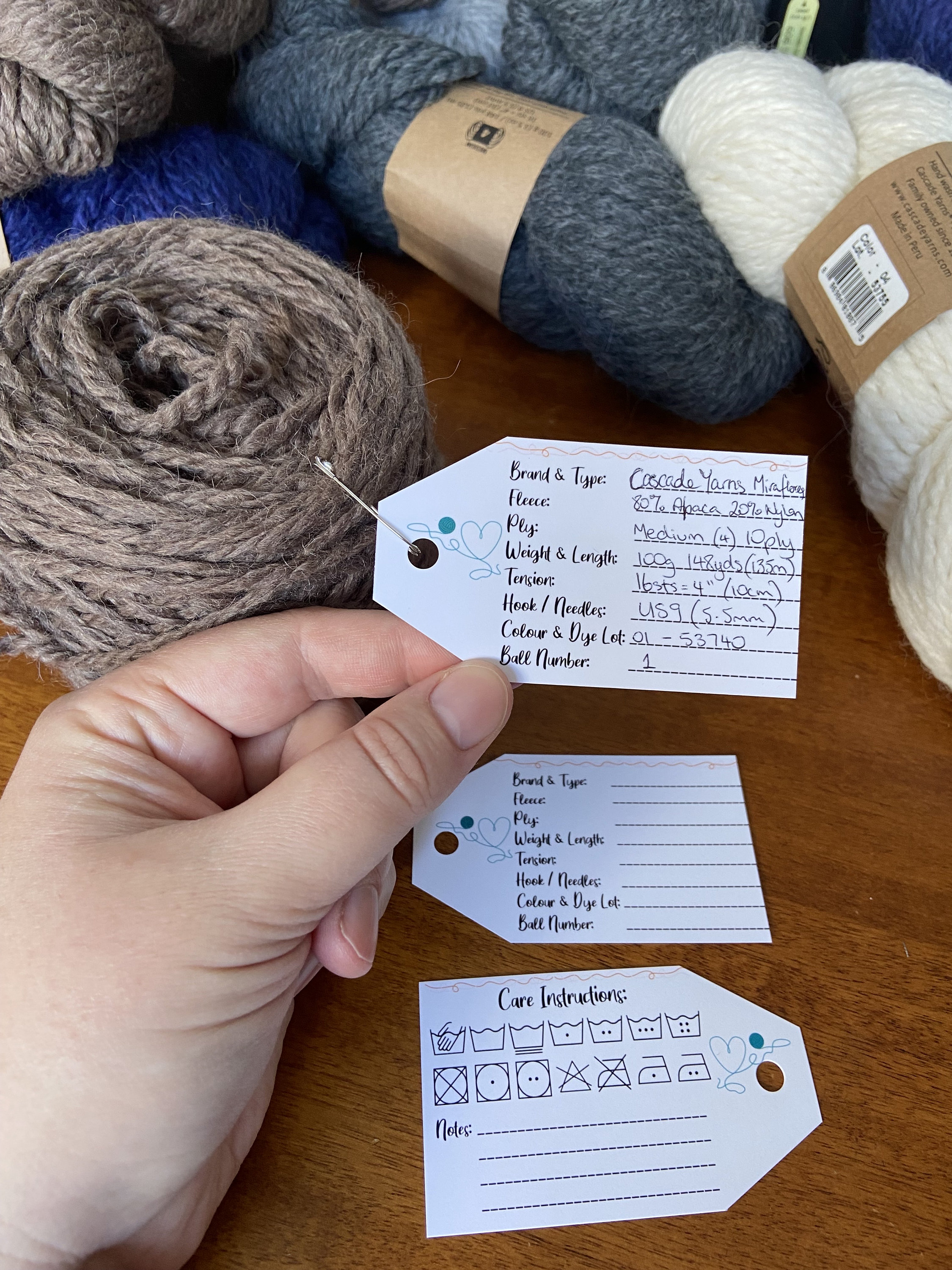 50 Yarn Labels in Gift Tag Format With Safety Pins to Attach - Etsy