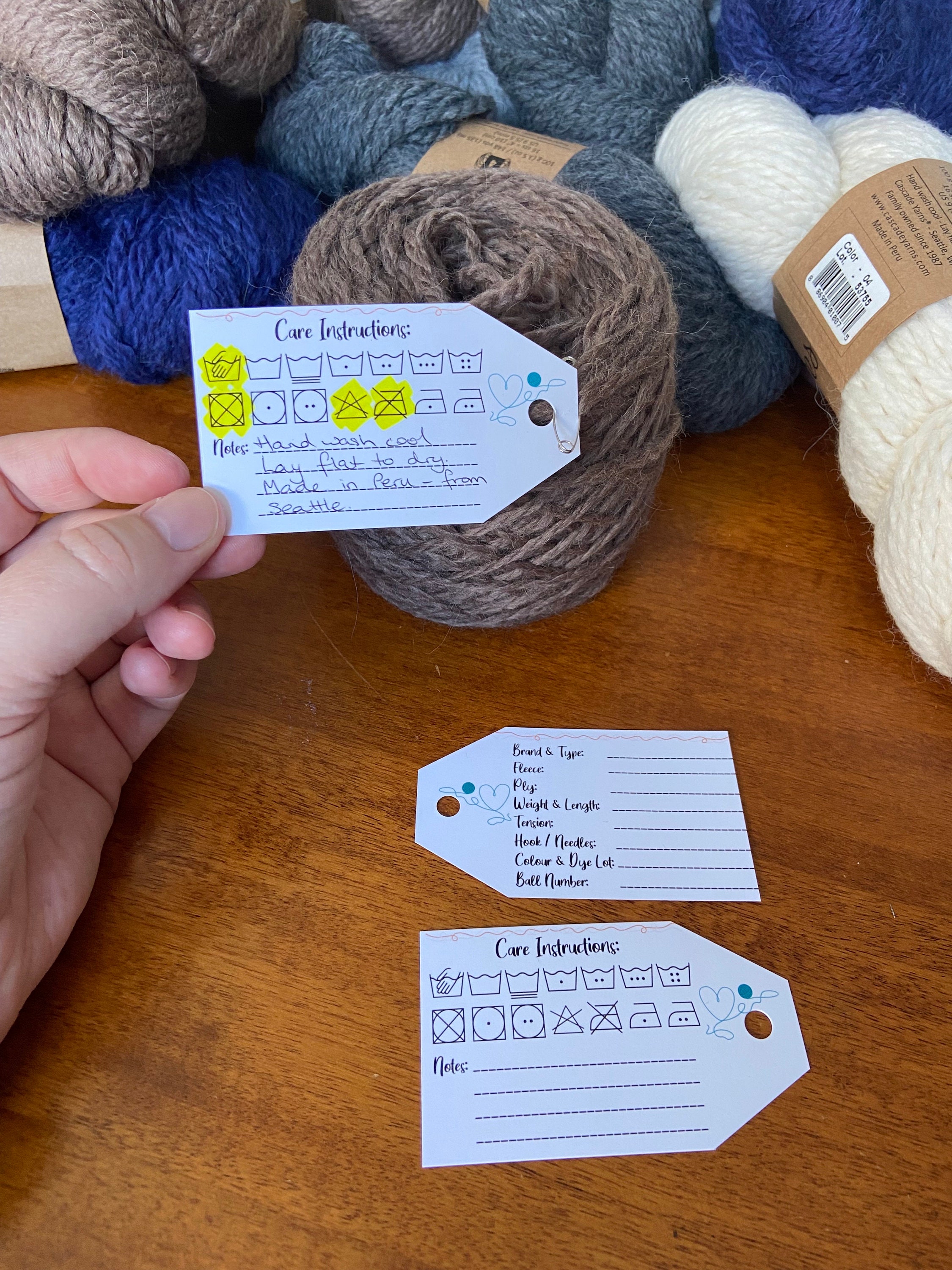 Yarn Labels With Care Instructions - Pre-printed - Etsy