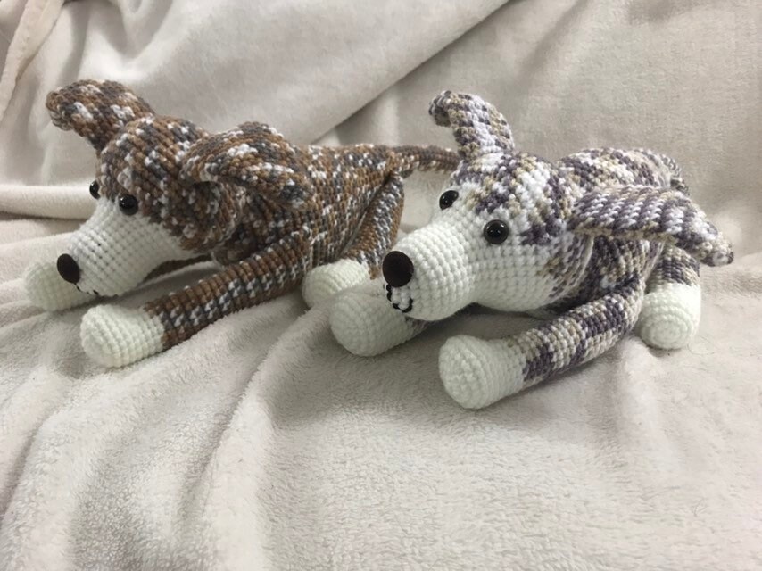 Crocheted Brindle Whippet children's Dog Toy - Etsy
