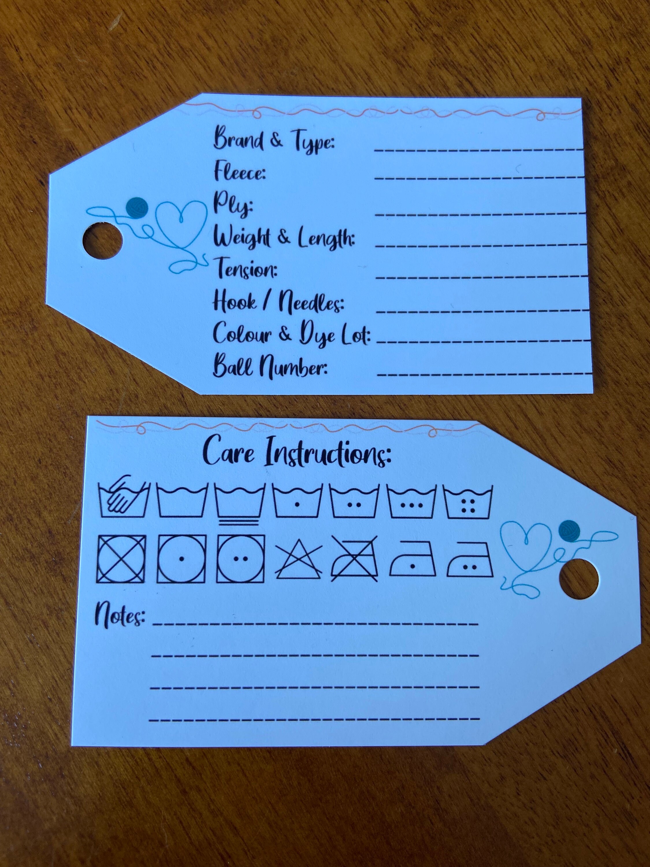 50 Yarn Labels in Gift Tag Format With Safety Pins to Attach - Etsy