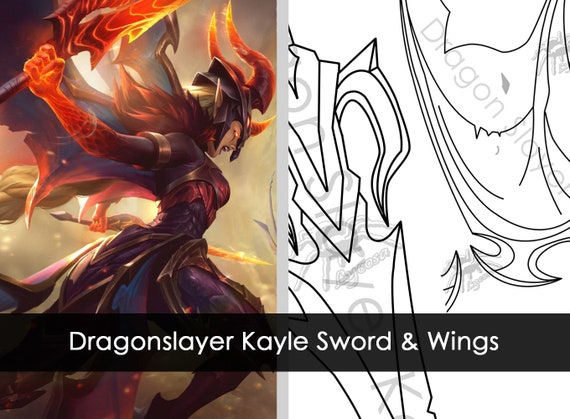 Dragon Slayer Kayle Sword & Wings TEMPLATE league of | Etsy