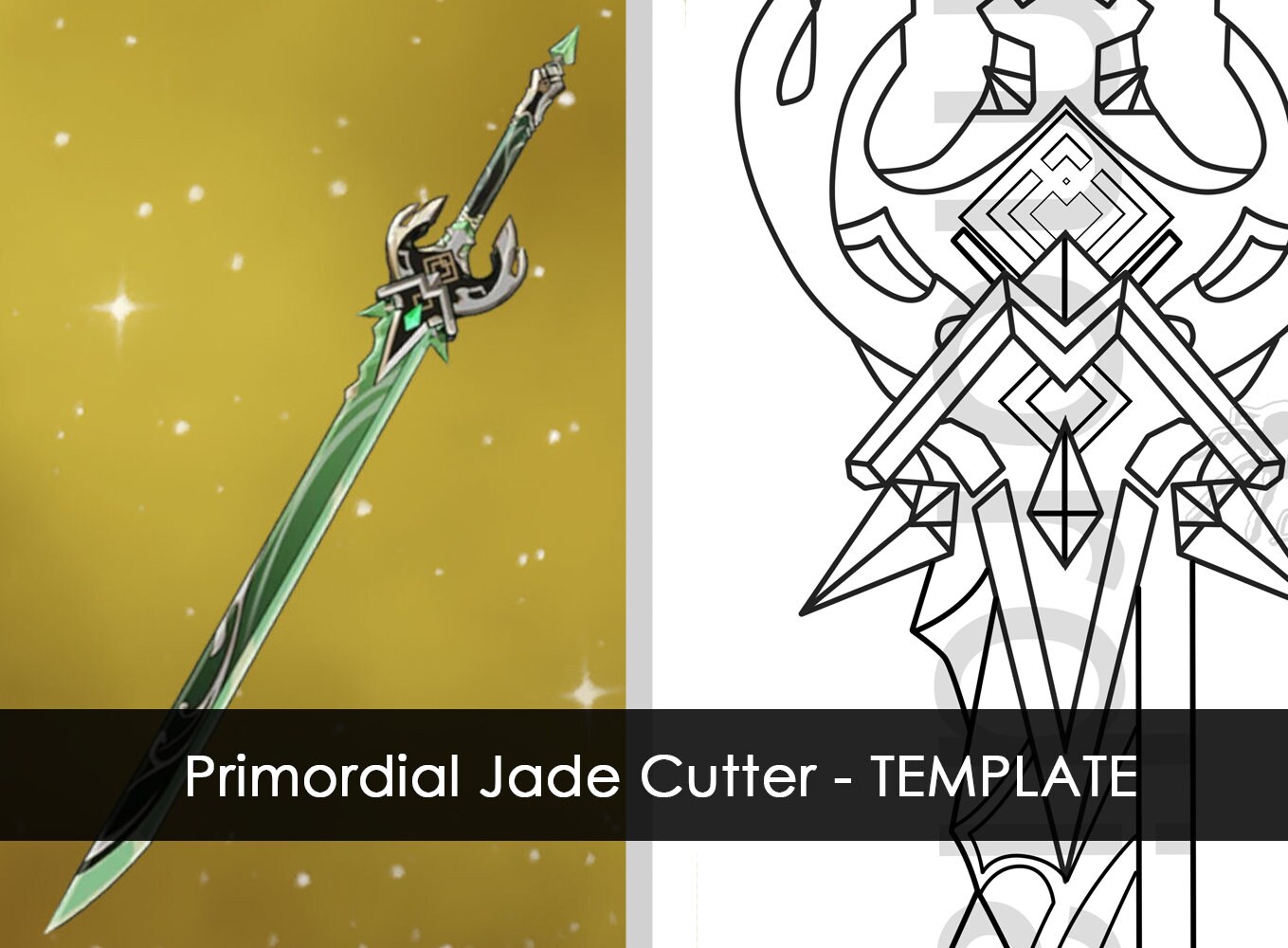 Primordial Jade Cutter Template Genshin Impact Etsy
