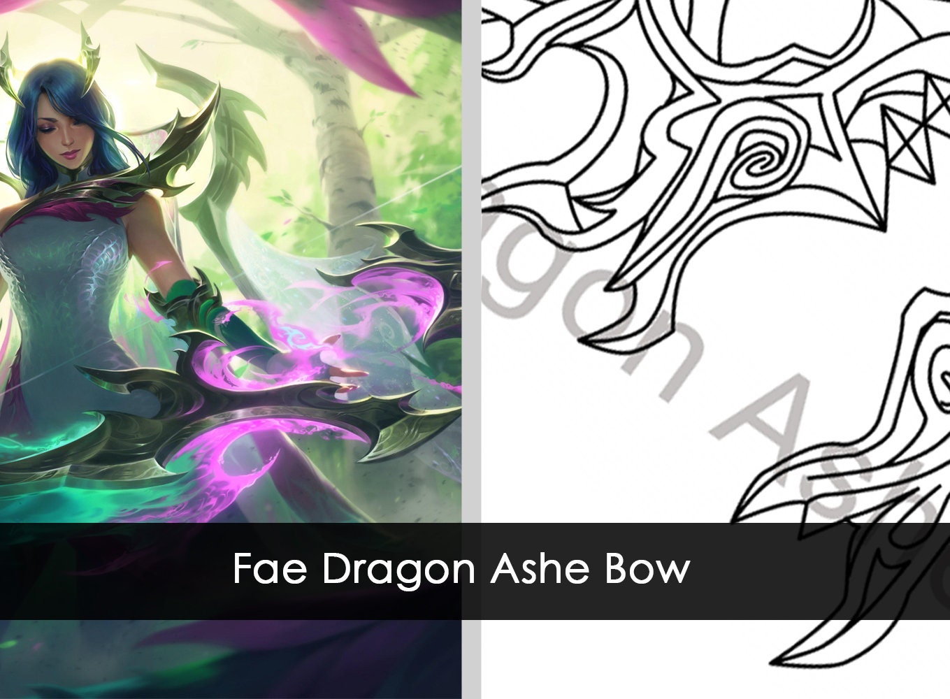 Fae Dragon Ashe Bow TEMPLATE league of Legends - Etsy