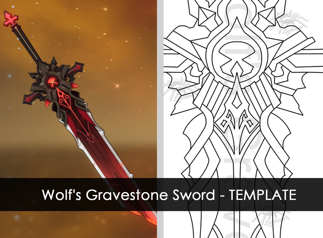 Wolf s Gravestone Sword TEMPLATE Genshin Impact Etsy Canada