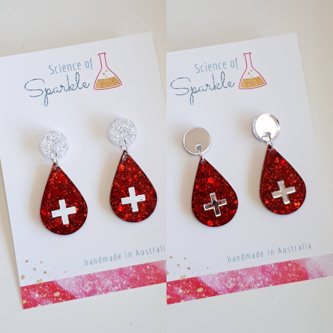 Blood Donation/blood Drop Earrings - Etsy
