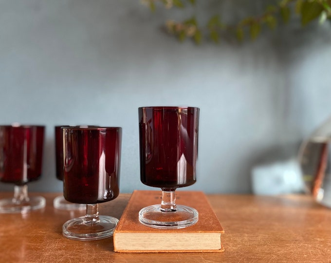 French Ruby Red Glasses / Luminarc Cavalier / 1970s Drinking Glasses ...