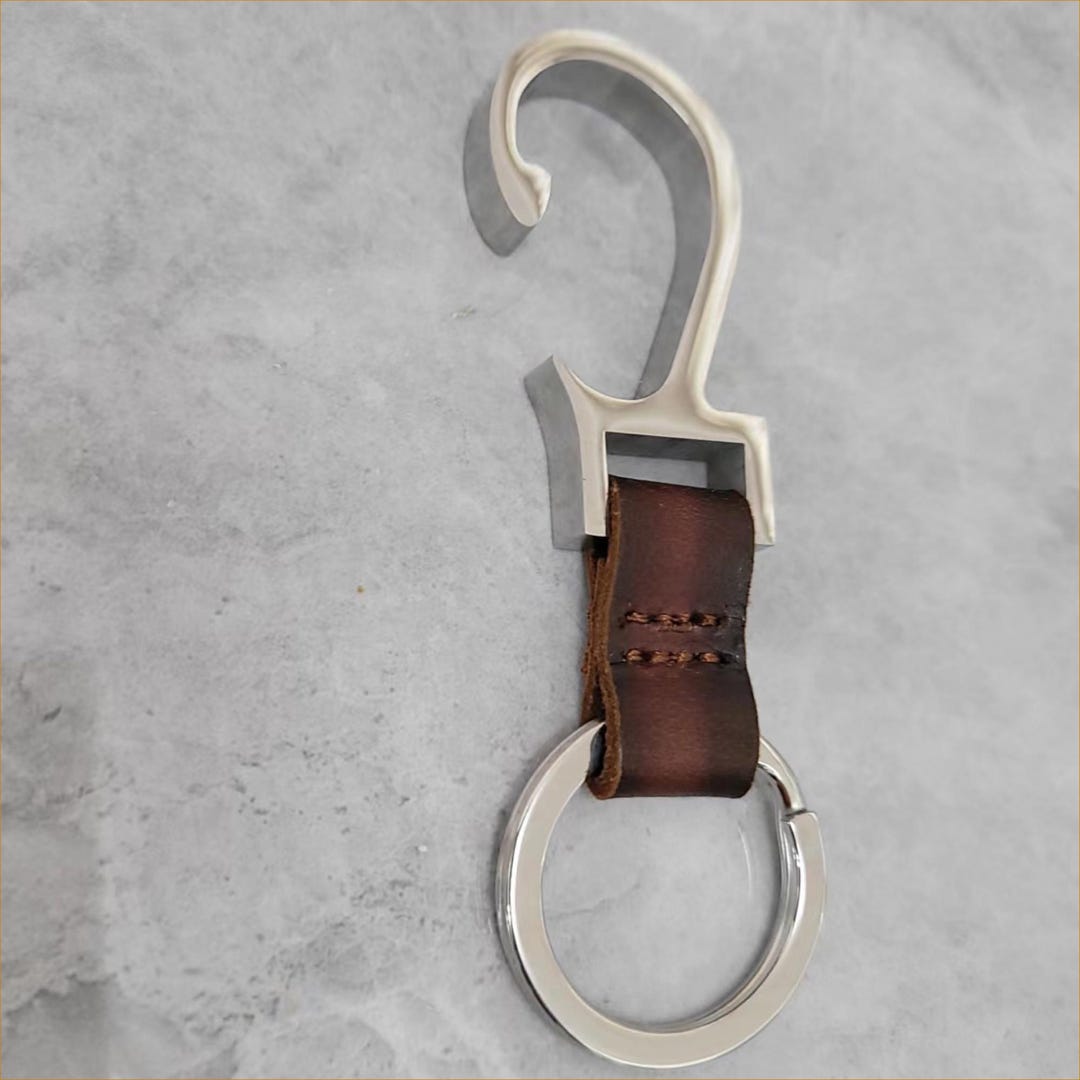 Stainless Steel Keychain With Leather Strap 2-in-1 Bottle Opener & Key ...