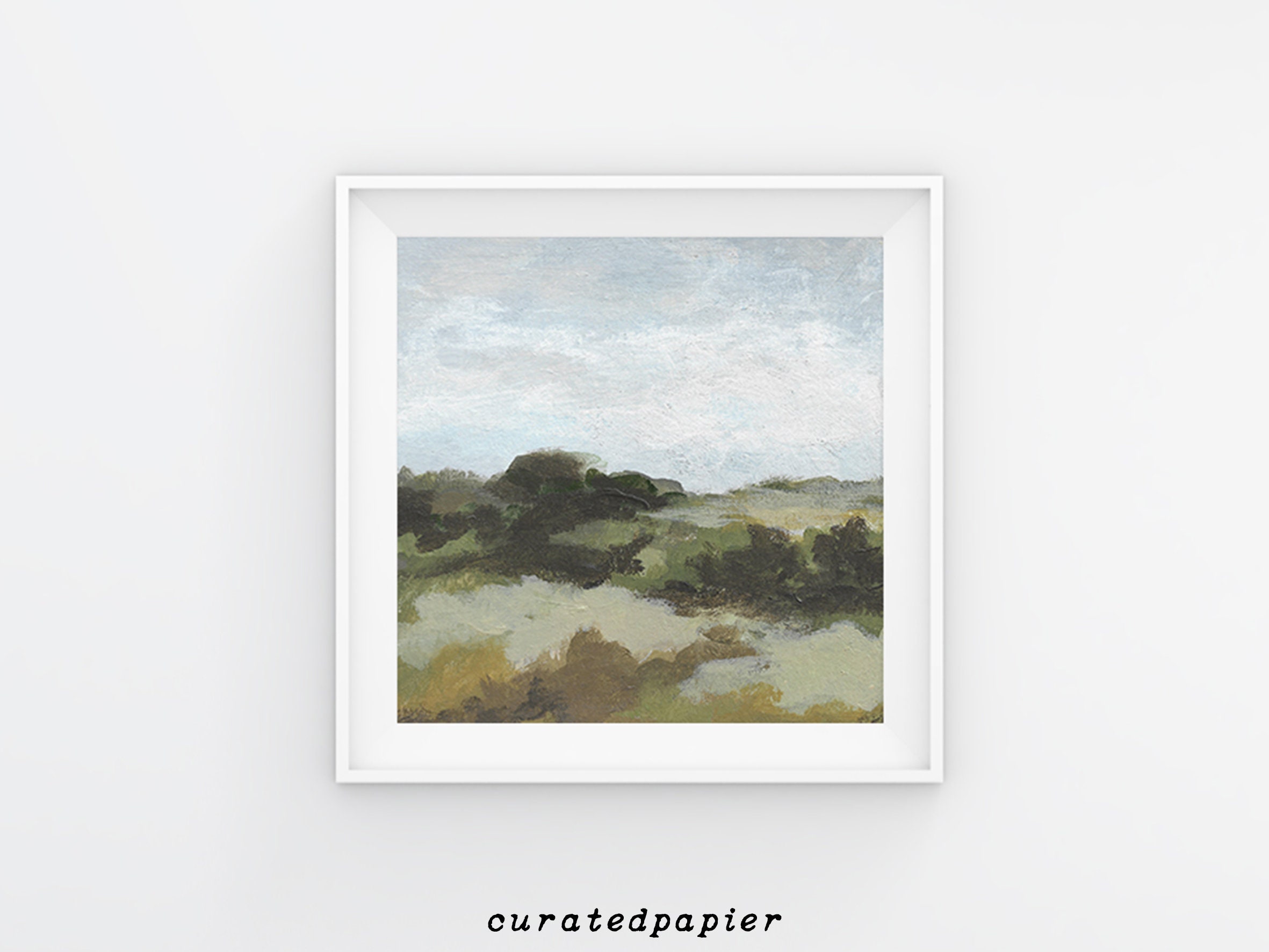 Green Landscape Painting Portrait Square Abstract Landscape Scenery Art ...