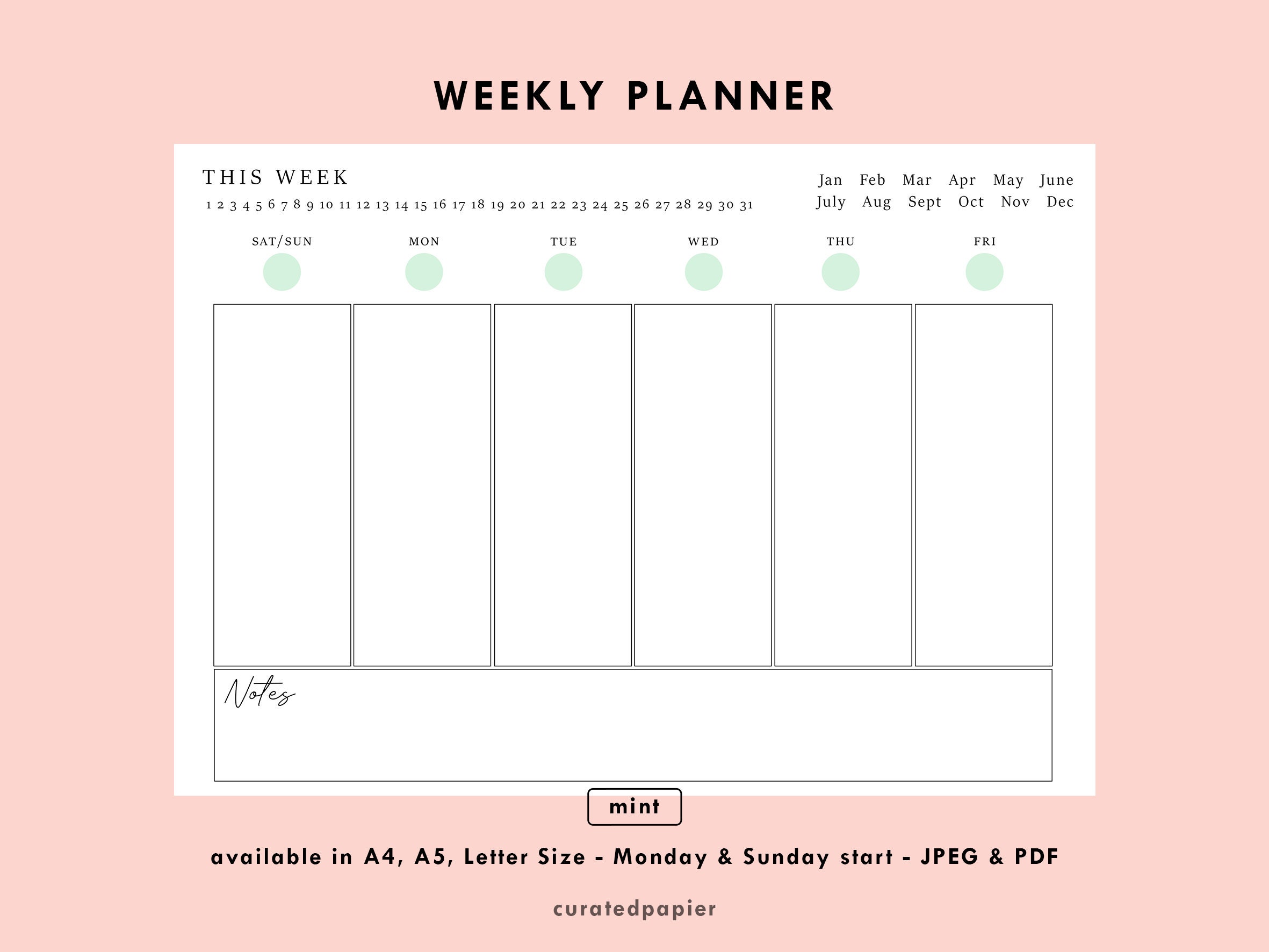 Weekly Printable Planner 3 Colors Weekly Schedule Productivity Planner ...
