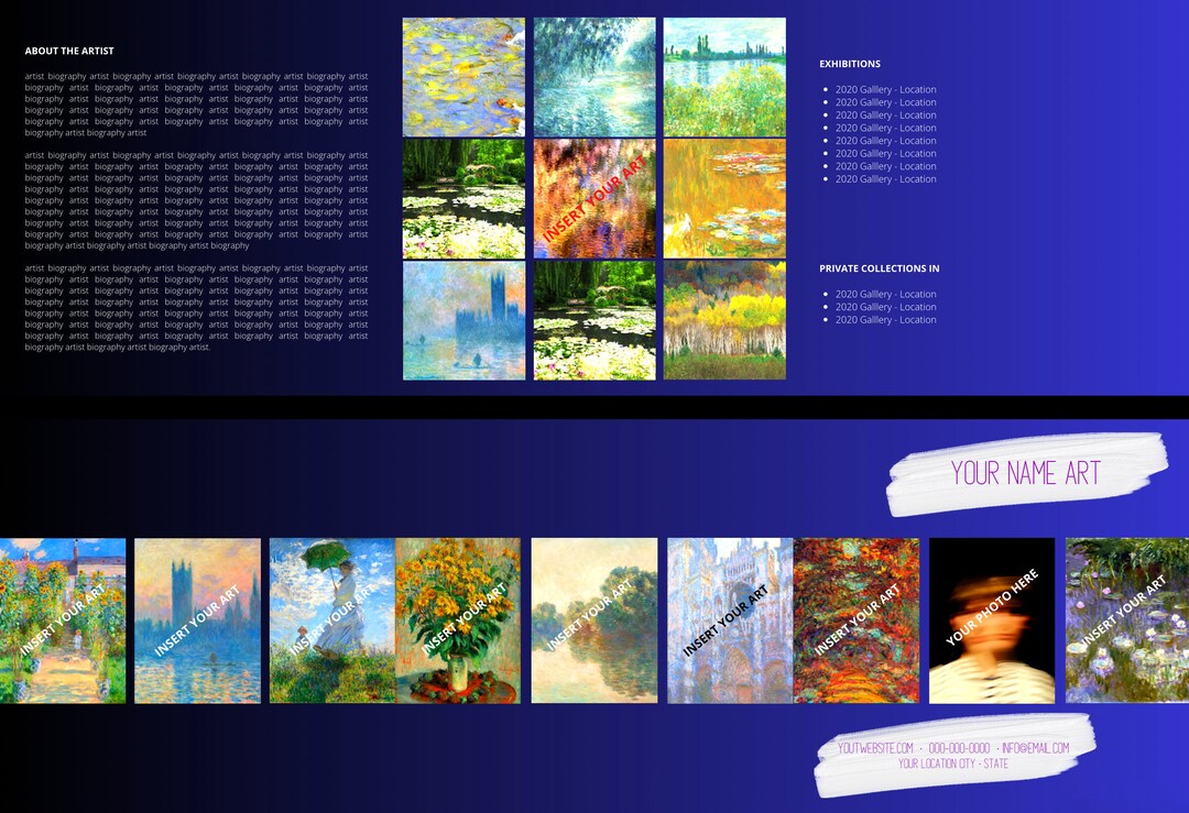 CANVA Square Trifold Brochure Template for Artists & Photographers ...