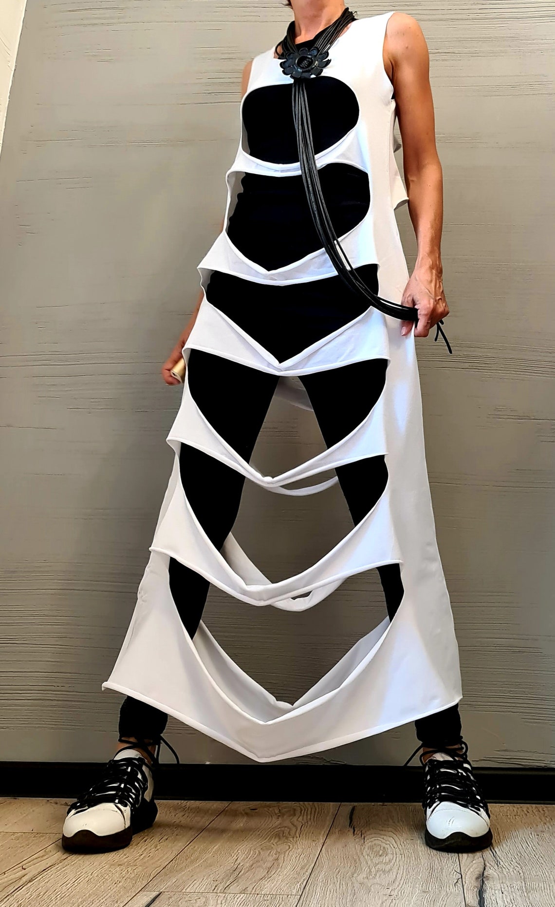 White Long Layering Top | Raw Cut Asymmetric Design | Outfit for Women ...