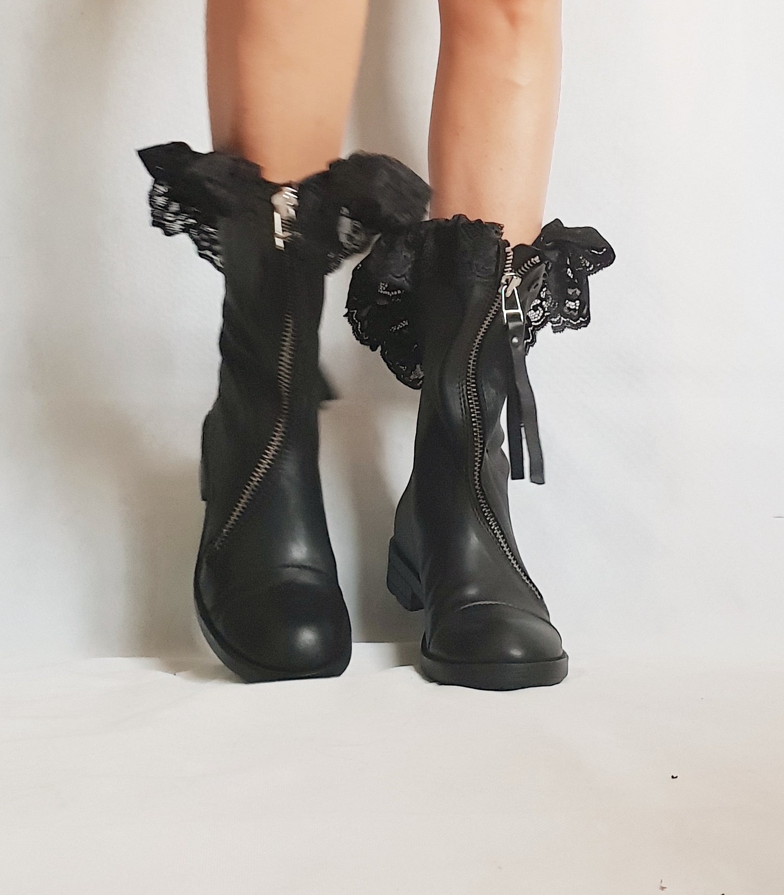 Black Leather Shoes, Leather Booties, All Seasons, Gothic Shoes, No Tie ...