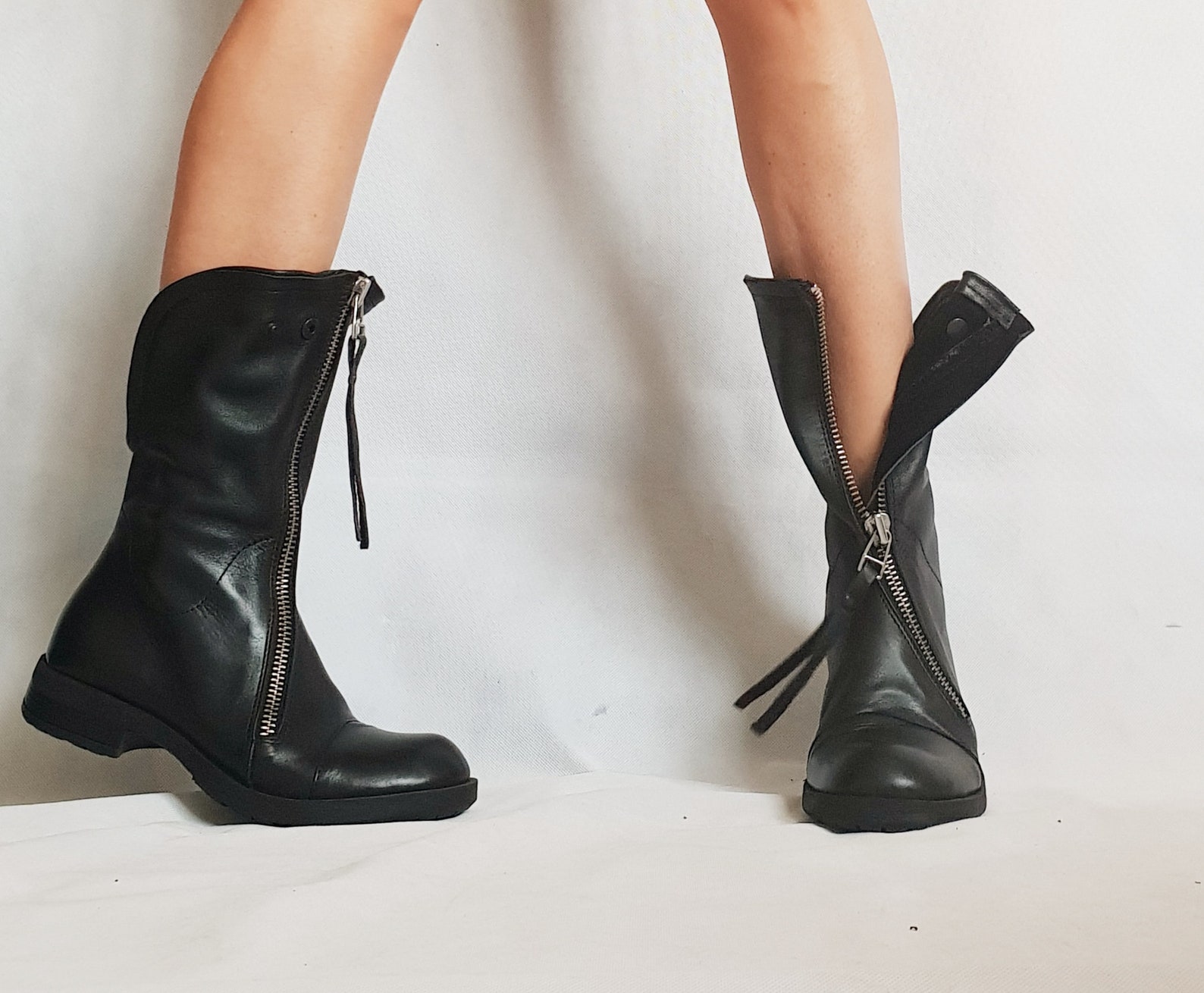 Black Leather Ankle Boots, Sculptural Footwear, Handmade Conceptual ...
