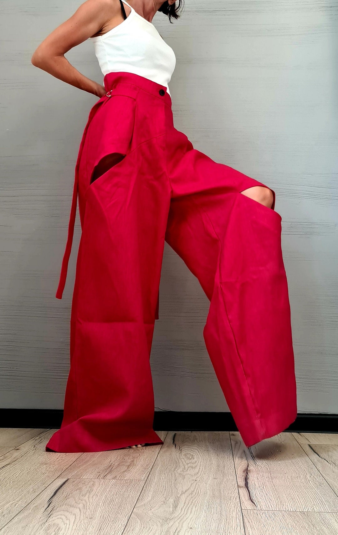 New Collection Lenin Red Extravagant Pants, Harem Casual Pants, Urban ...
