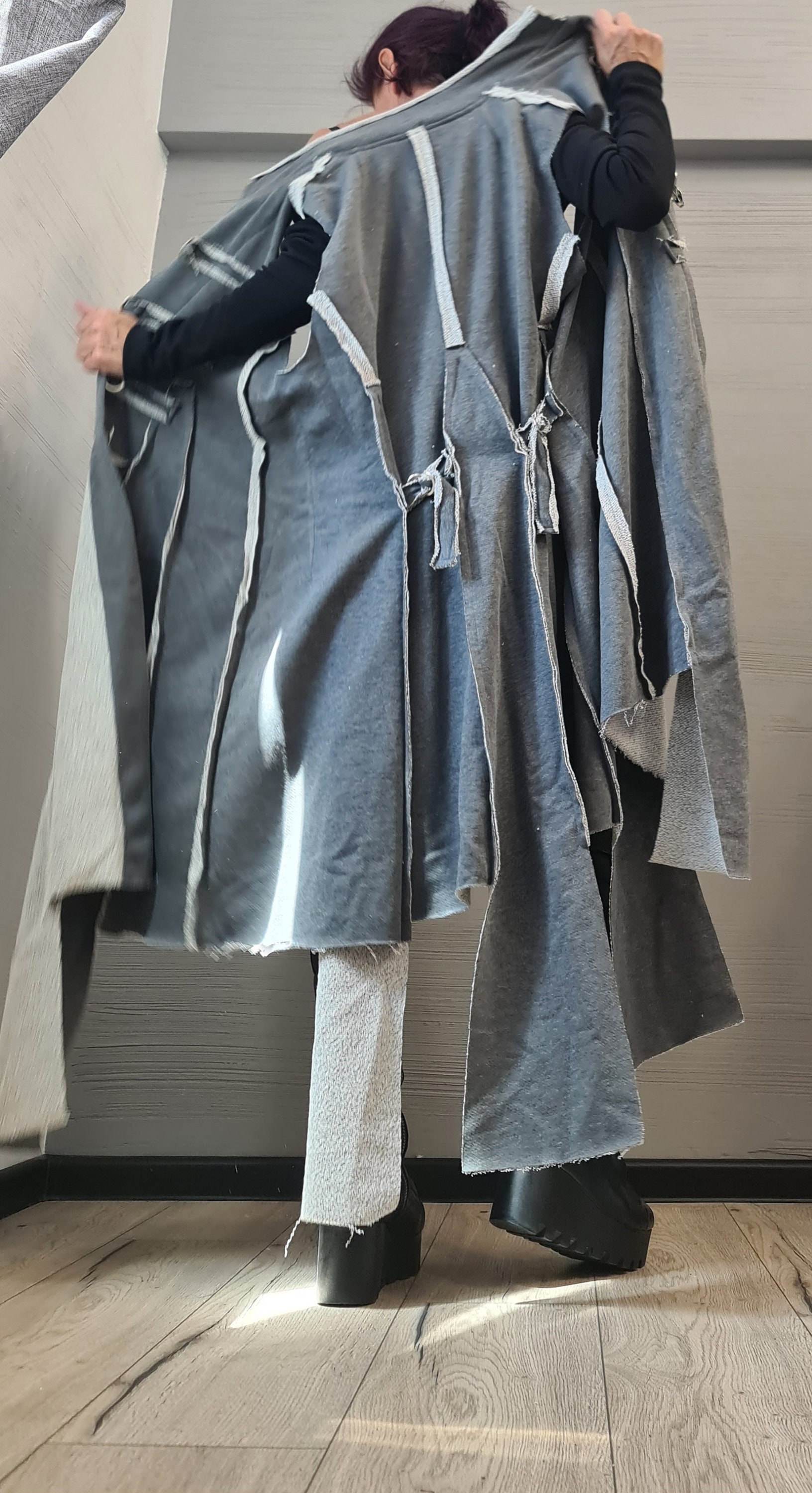 New Collection Grey Cotton Vest, Asymmetric Vest, Sleeveless Vest, Long ...