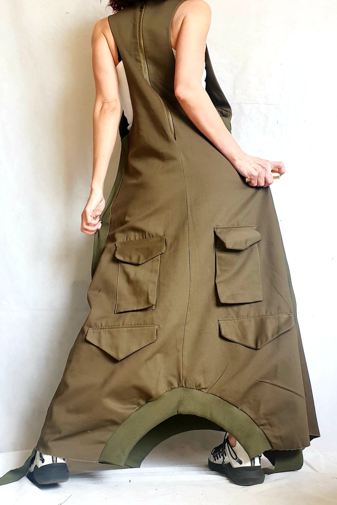 Deconstructed Dress, Long Loose Dress, Pockets Dress, Asymmetric Dress ...