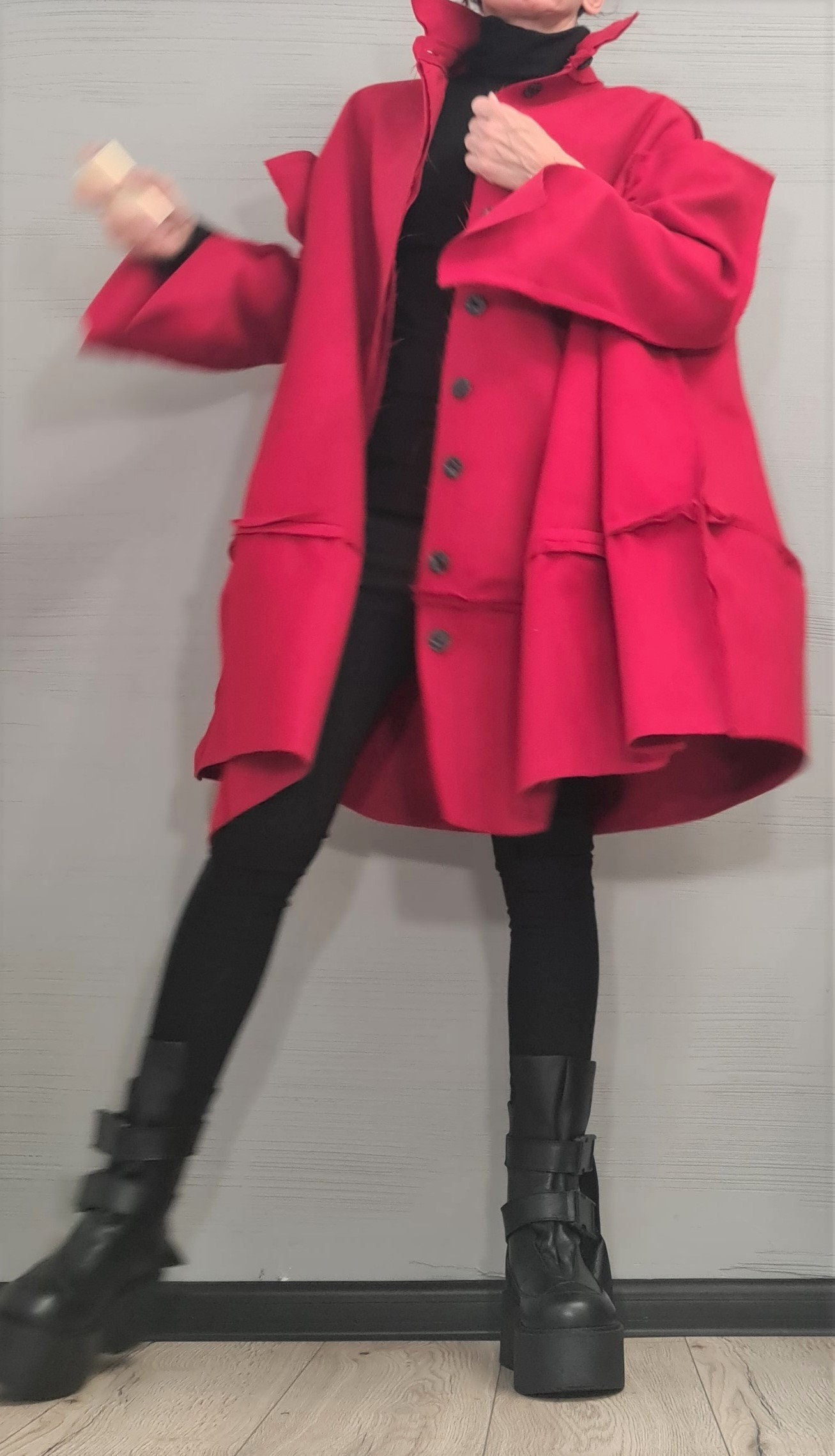 Extravagant Deconstructed Coat RED Coat Wool Coat Winter - Etsy