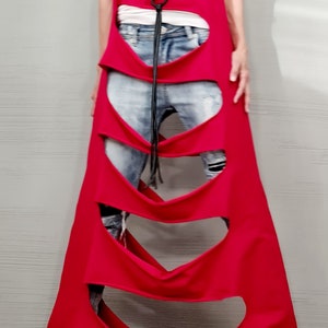 Asymmetric Red Top, Extravagant Top, Futuristic Clothing, Deconstructed ...