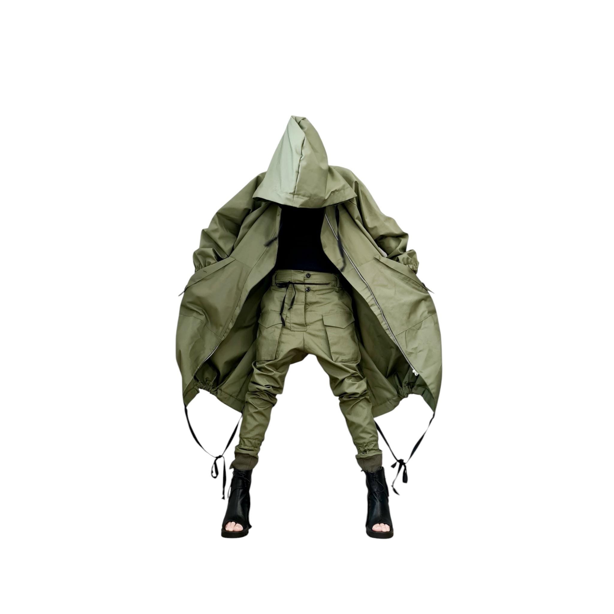 Avant Garde Military Trench Coat | Oversized Hooded Asymmetrical ...