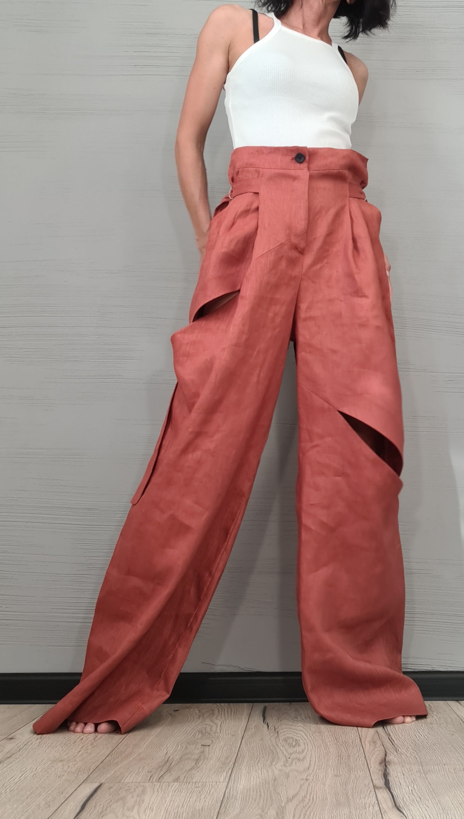 New Collection Turquoise Blue Lenin Extravagant Pants Harem - Etsy