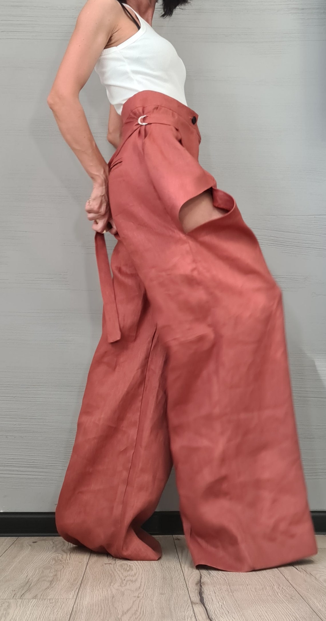 New Collection Turquoise Blue Lenin Extravagant Pants Harem - Etsy