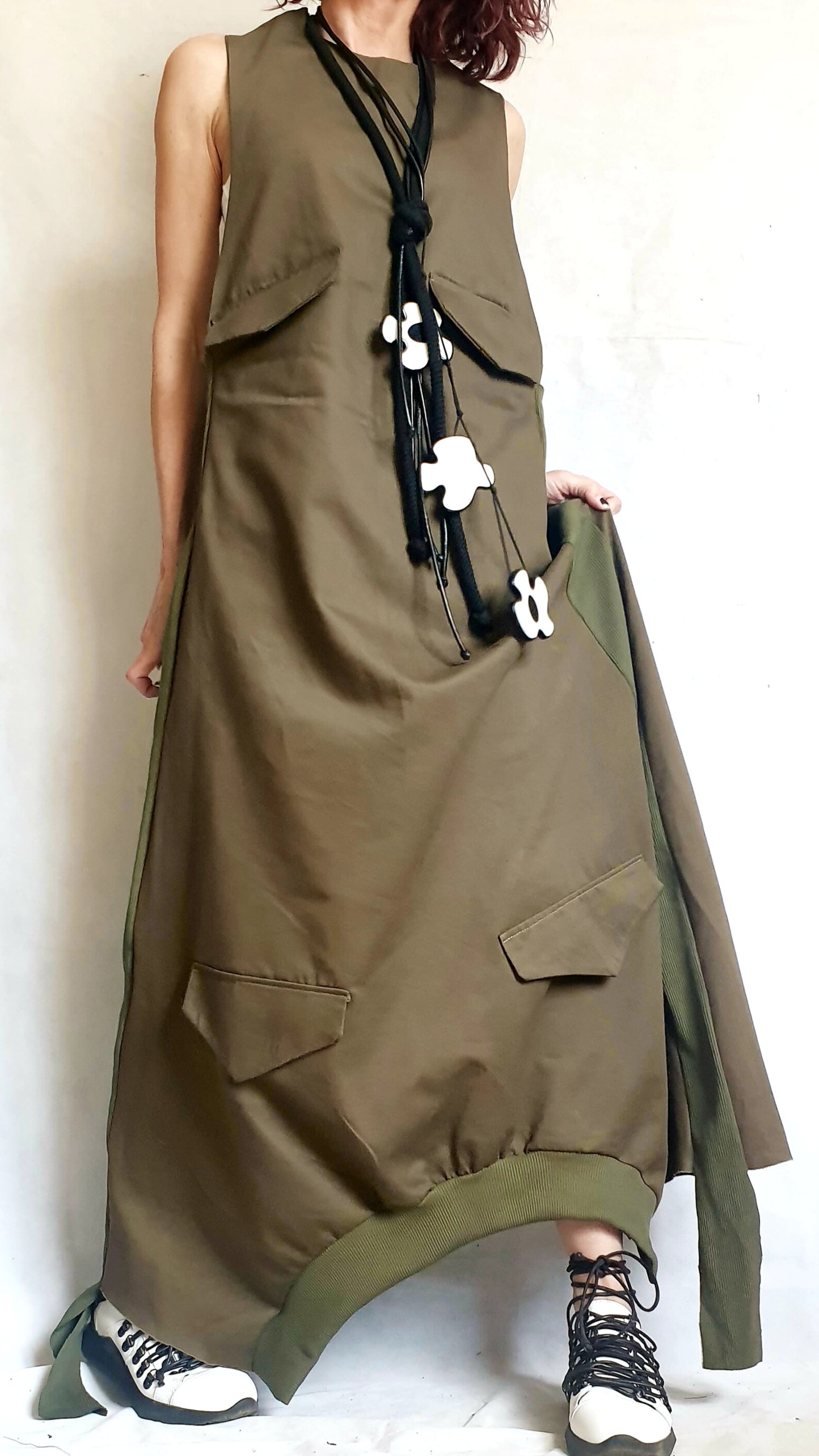 Blue Deconstructed Dress Long Loose Dress Pockets Dress - Etsy