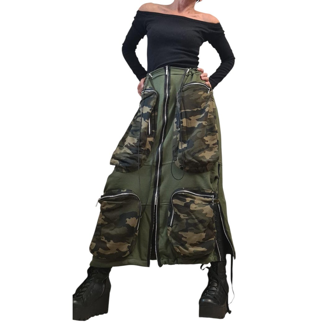 Cargo Military Maxi Skirt Camo Pockets | Avant Garde Women’s Combat ...