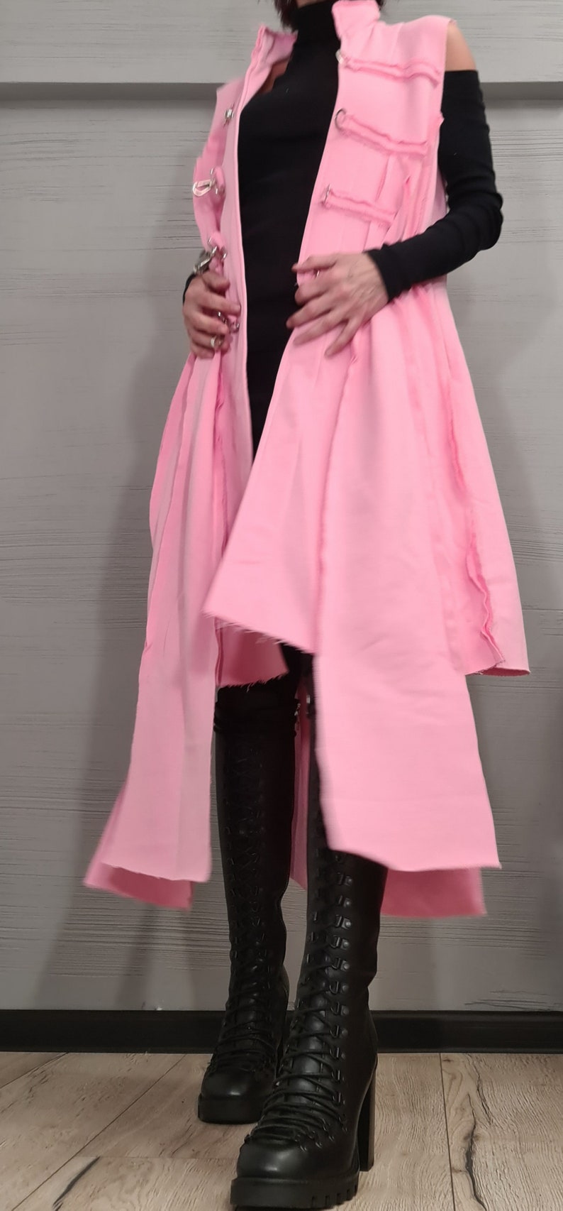 New Collection Pink Vest Asymmetric Vest Sleeveless Vest - Etsy