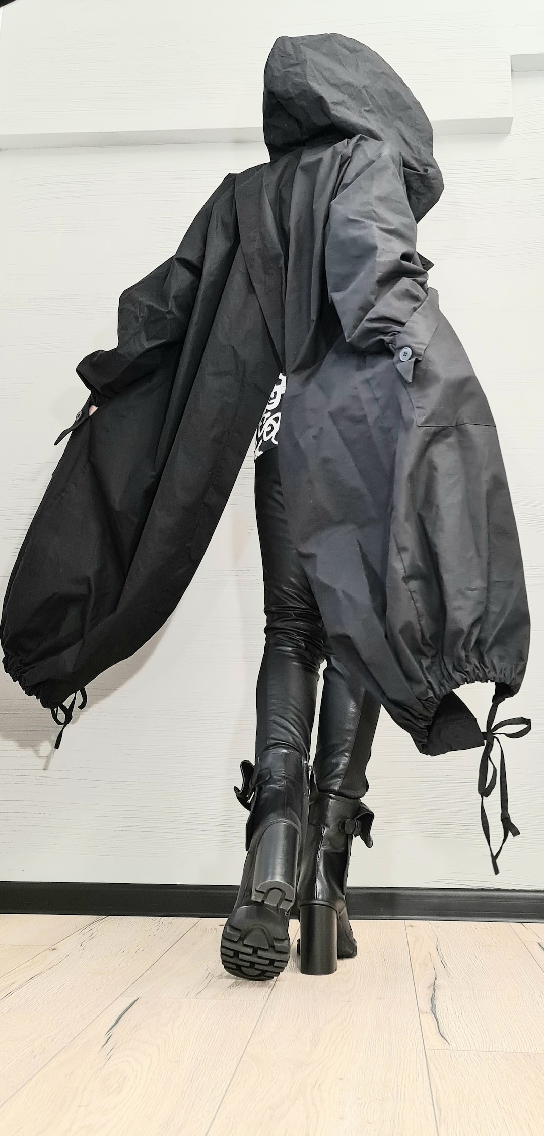 Extravagant Long Loose Hooded Jacket , Spring Blazer, Asymmetrical ...