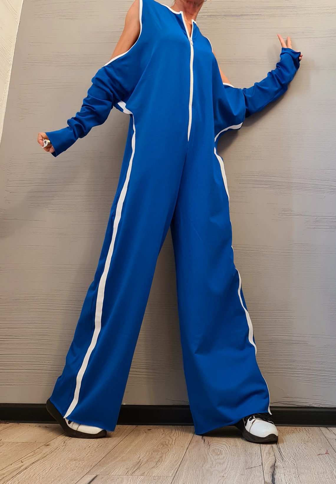 Asymmetric Long Jumpsuit Blue Harem Jumpsuit Gothic Jumpsuit - Etsy