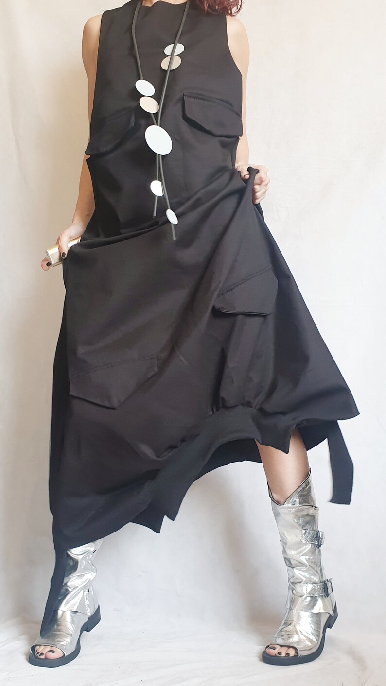 Deconstructed Dress, Long Loose Dress, Outside Pockets Dress ...