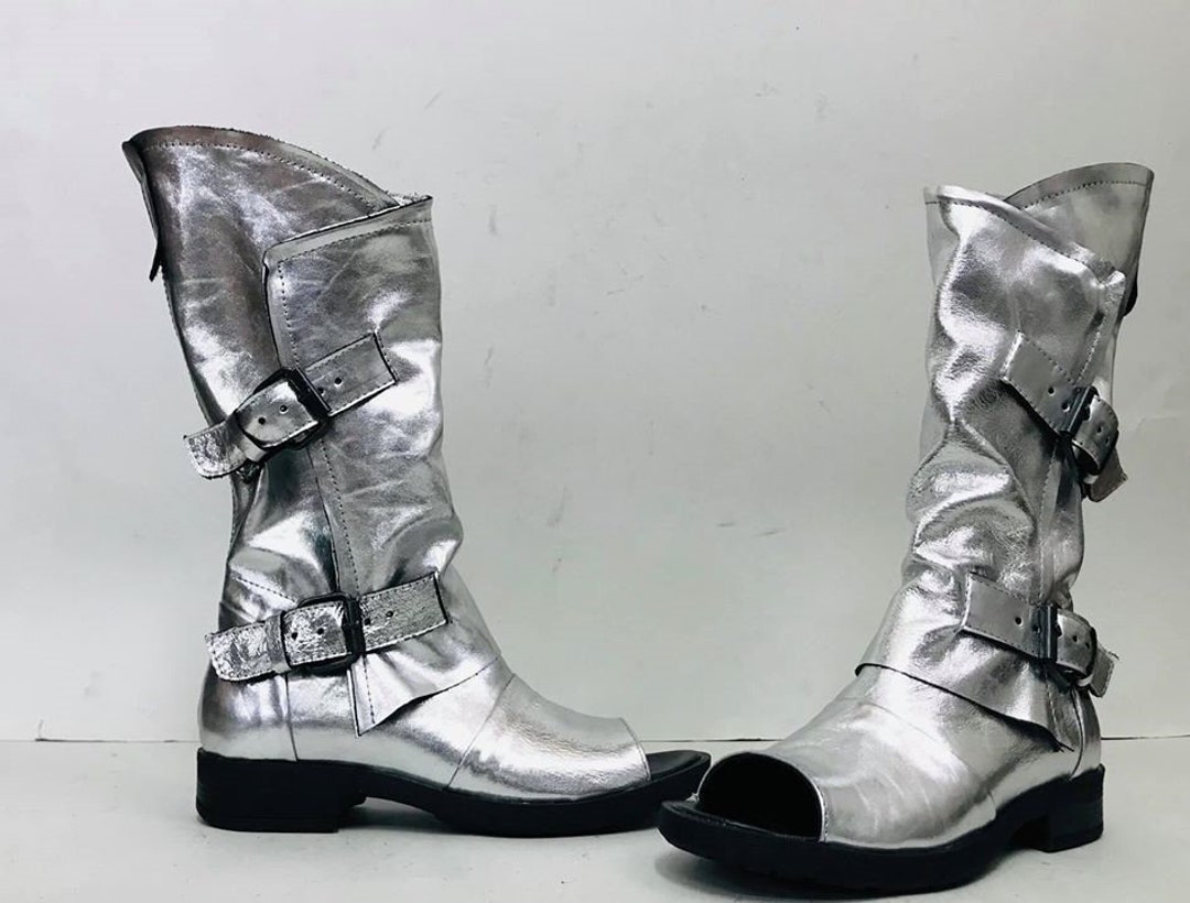 Silver Gladiator Sandals, Extravagant Shoes, High Sandals, Steampunk ...