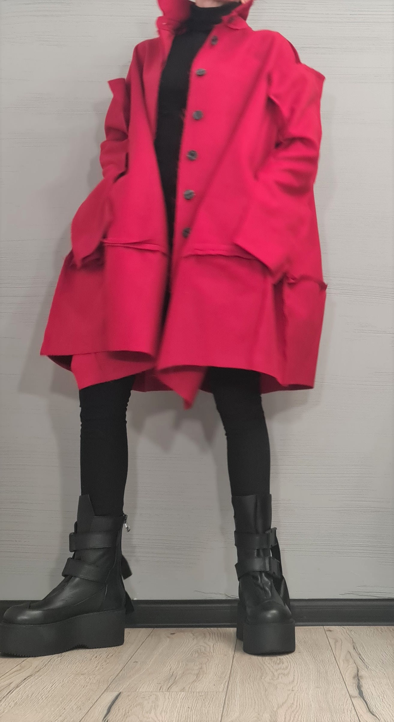 Extravagant Deconstructed Coat RED Coat Wool Coat Winter - Etsy