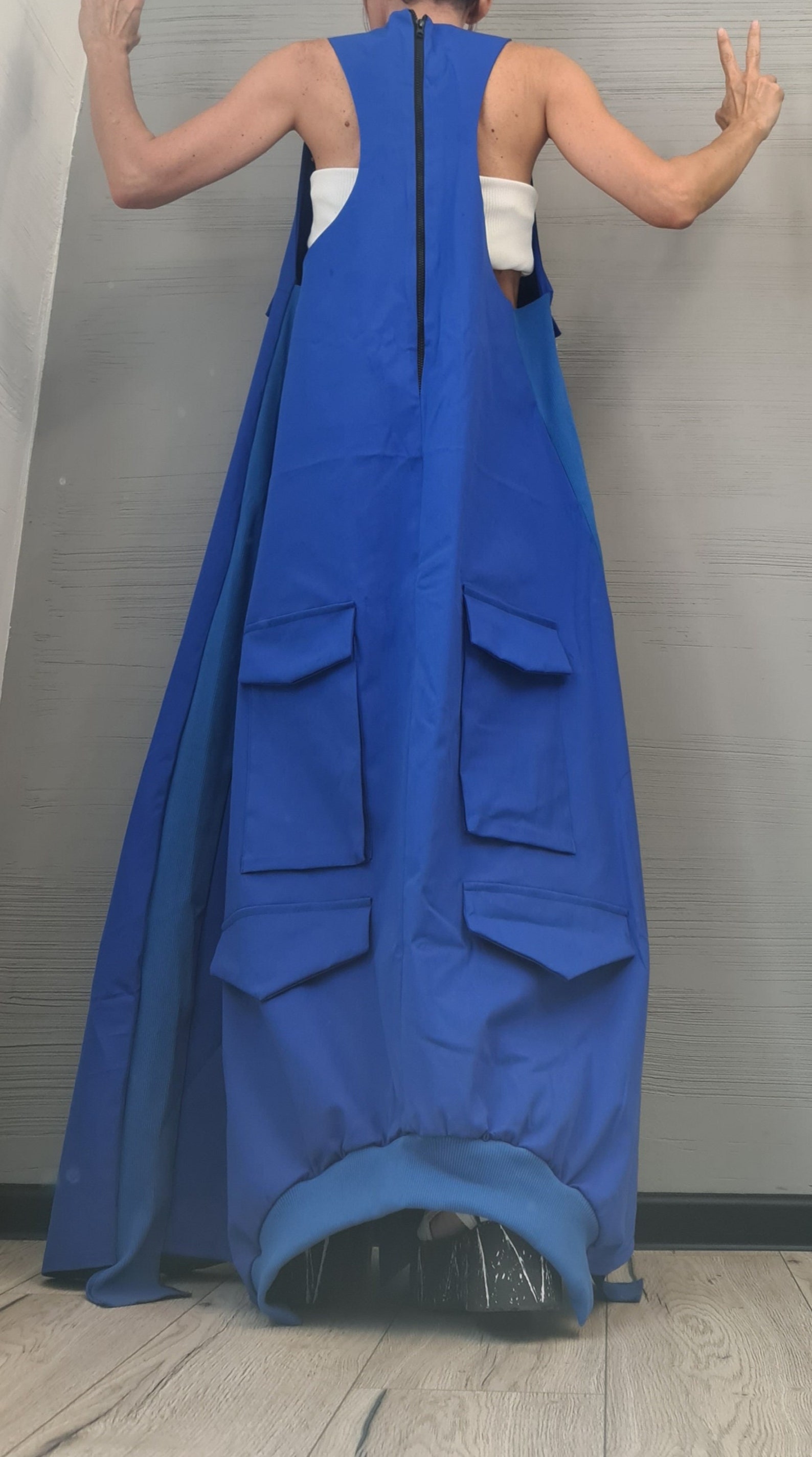 Deconstructed Dress, Long Loose Dress, Outside Pockets Dress ...