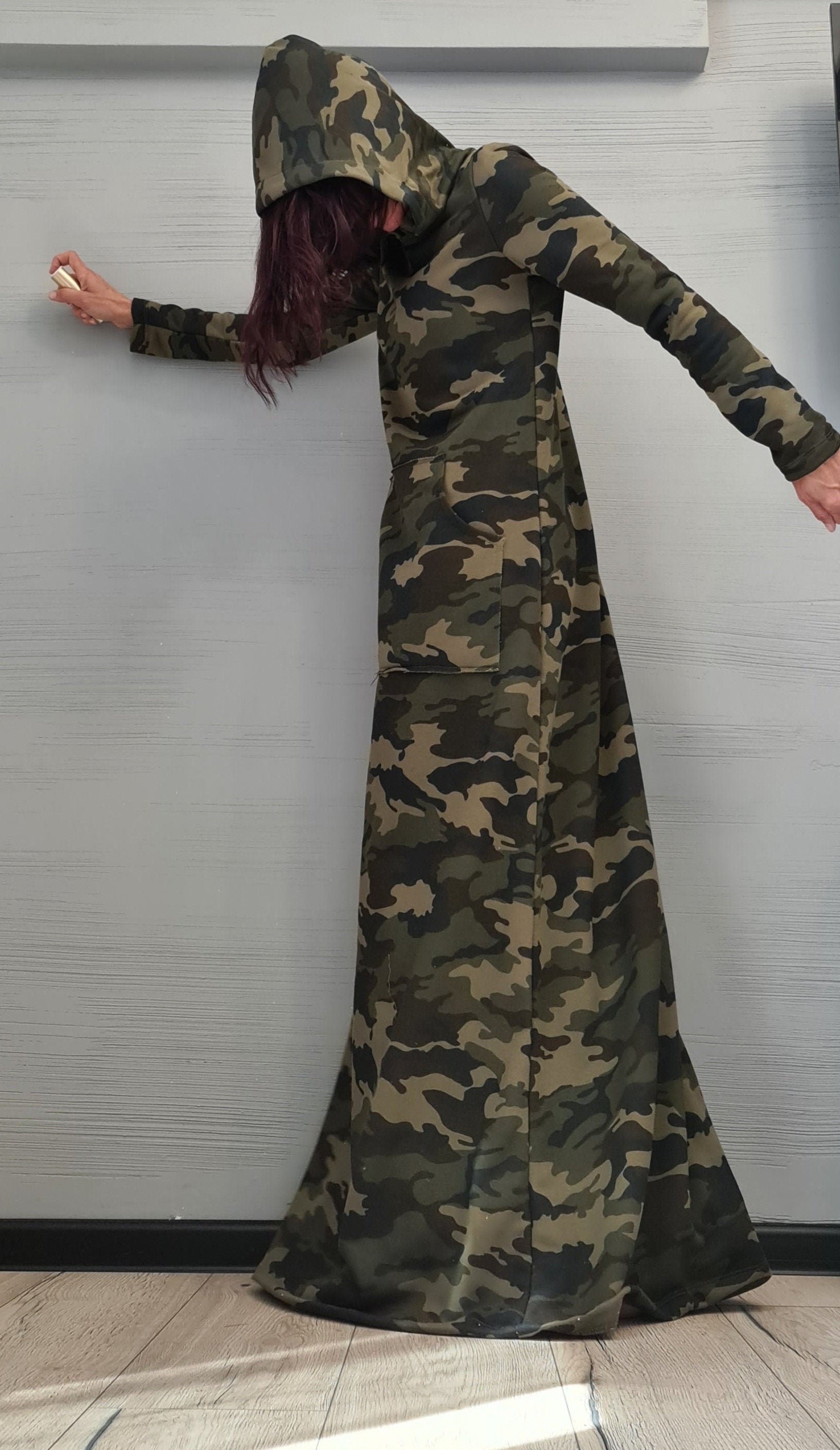 Long Hooded Dress Black Dress Plus Size Clothing Cotton | Etsy