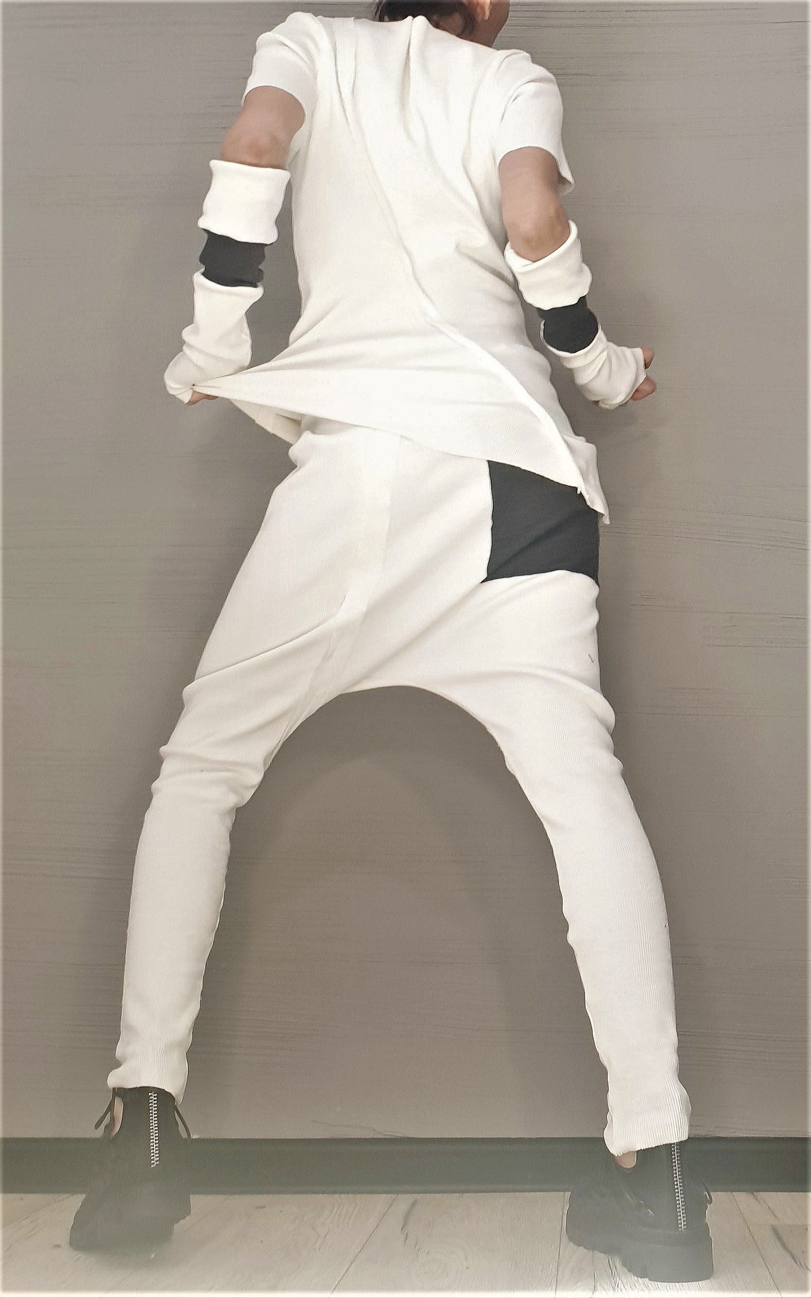 White Outwear Women Set, Harem Pants, Blouse Separate Sleeves ...